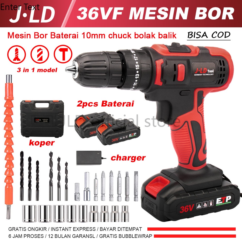 Jual JLD 36VF mesin bor cas 2baterai-35NM Mesin bor baterai cordless ...