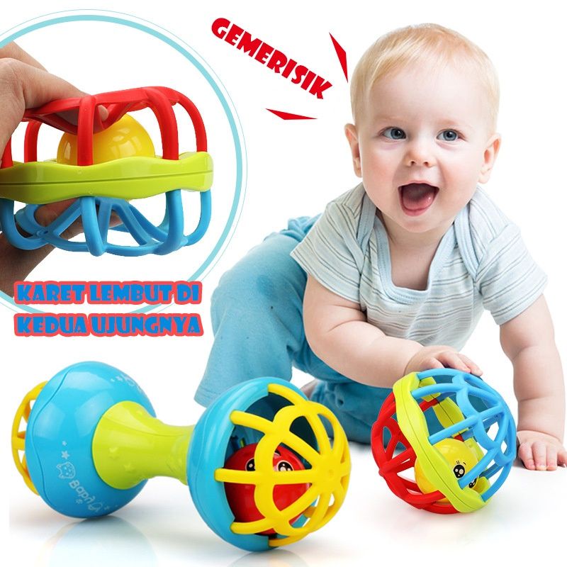 Jual Mainan Bayi Bola Kerincingan Bahan Karet Lembut Teether Rattle ...