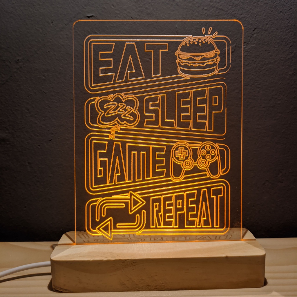 Jual Lampu Hias Lampu Tidur Akrilik LED EAT SLEEP GAME REPEAT ...