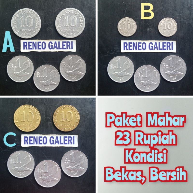 Jual Paket 23 Rupiah Mahar Nikah Duit Rp logam Uang koin kuno lawas lama antik Tahun 2023 ...