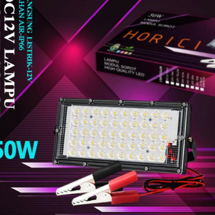 Jual Potongan Harga DC 12v 50W Lampu Sorot PANEL LED floodlight Kabel jepit aki 110cm | Shopee ...