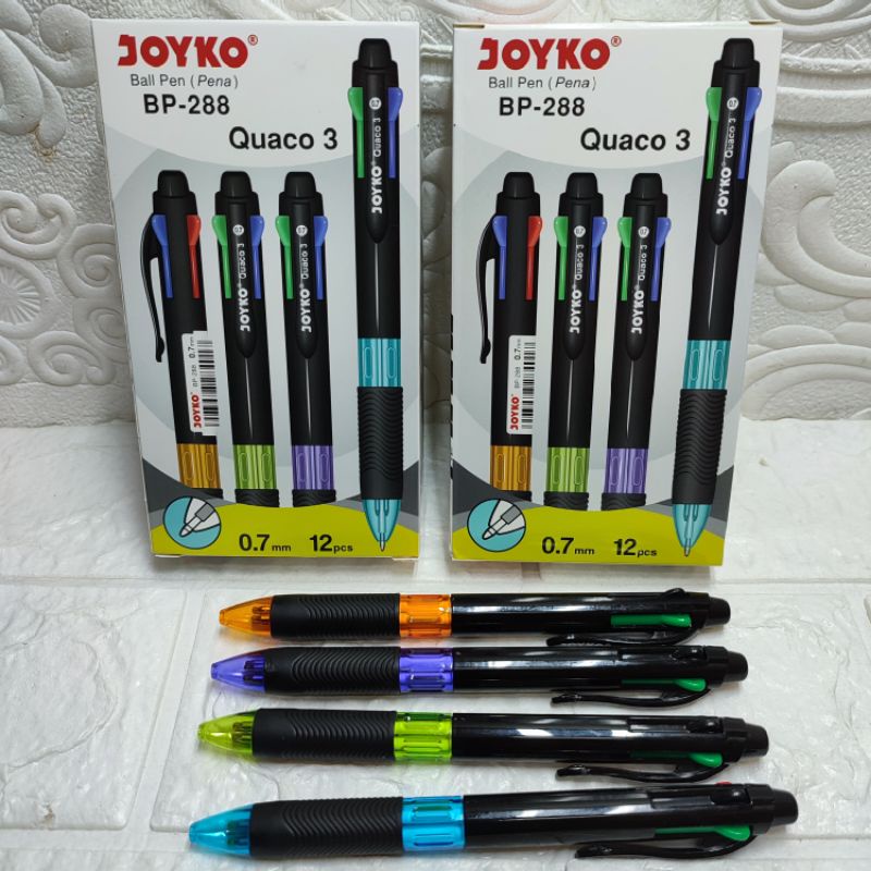 Jual Pulpen Joyko 4 warna Quaco isi 12 pcs pena 4 warna merek Joyko ...
