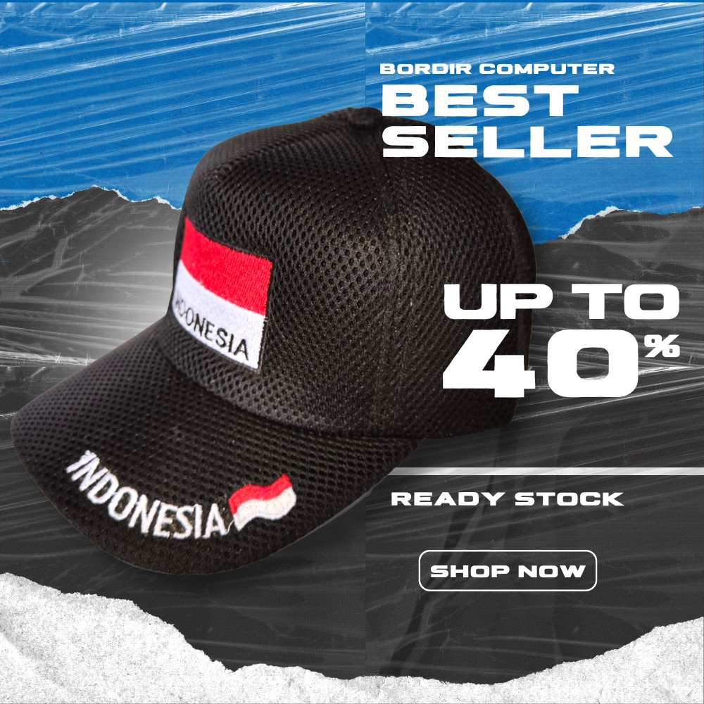 Jual JUAL TOPI KEREN UNTUK PRIA WARNA HITAM LOGO INDONESIA BAHAN JARING ...