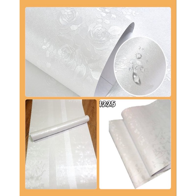 Jual POLOS PUTIH EMBOS Wallpaper sticker dinding motif corak bunga dan ranting uk 45 cm x 9 m ...