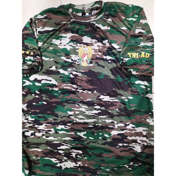Jual kaos loreng terbaru sablon TNI AD di tangan ada sablon di belakang ...