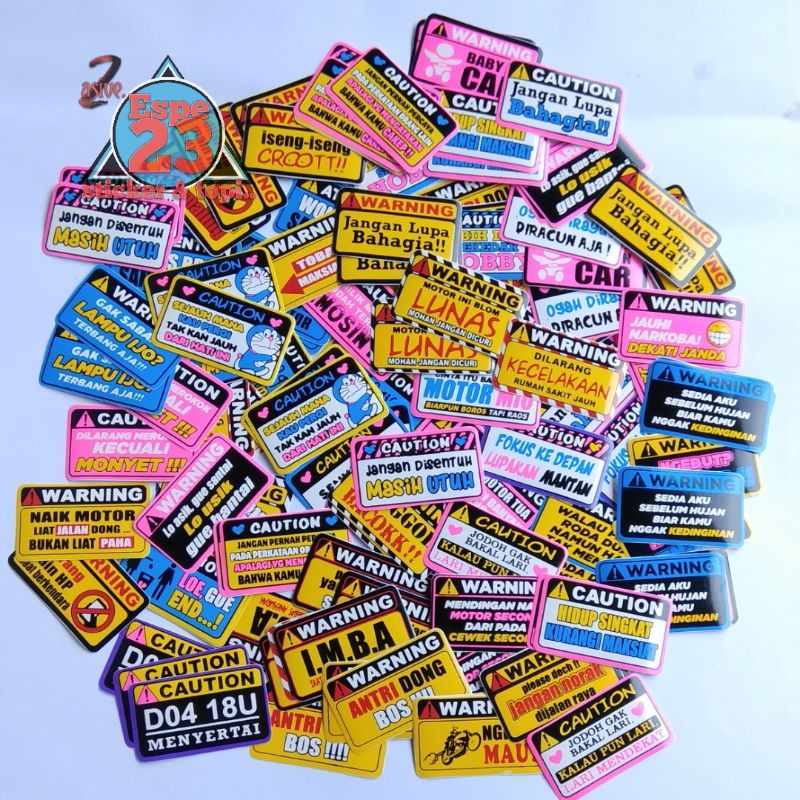 Jual Paket Sticker Graftac Random Edisi Warning, Caution dan Kata Kata Nyleneh Lucu | Shopee ...