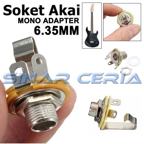 Jual Socket Akai Mono Besi Bulat 6.5mm Female Soket Jack Microphone Mic ...