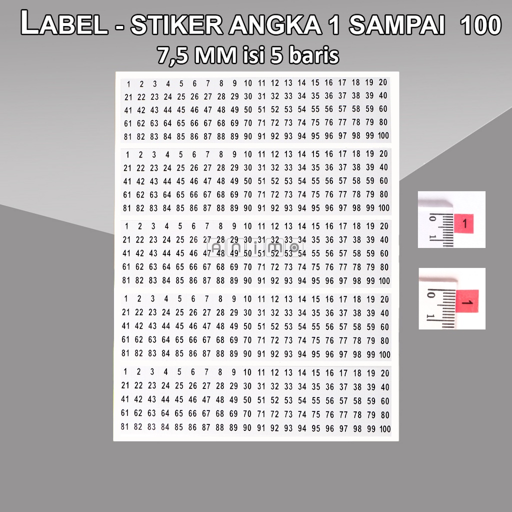 Jual LABEL - STIKER ANGKA WARNA 1 SD 100 - COLOR NUMBER STICKERS 1 UP ...
