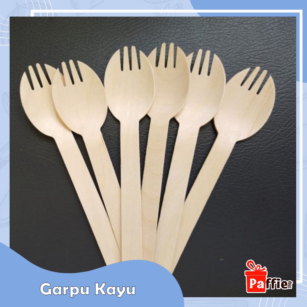 Jual Spork 2 in 1 Sendok Garpu Kayu Natural Disposable Sfork Fork Half ...