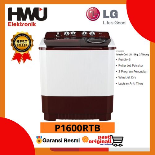Jual LG Mesin Cuci 2 Tabung 16KG Semi Auto Washer P1600RTB | Shopee ...