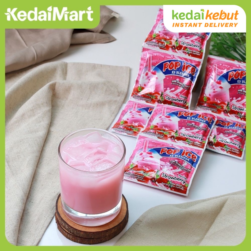 Jual Pop Ice Minuman Es Blender Rasa Strawberry 10 Pcs X 25 Gram ...