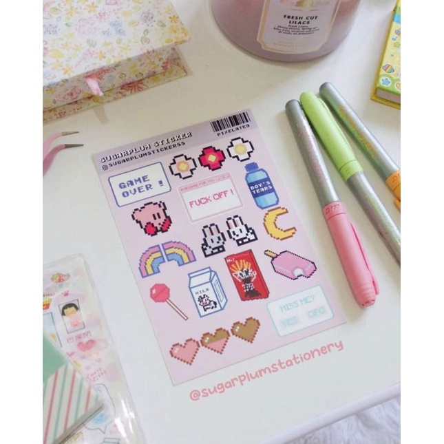 Jual PIXELATED Sticker Sheet / stiker murah aesthetic/ sticker kawaii ...