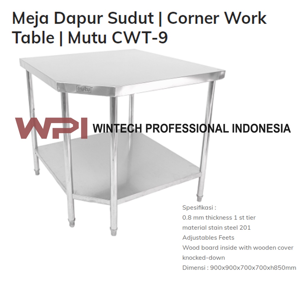 Jual CWT-9 Meja Dapur Sudut - Corner Work Table - Meja Sudut Stainless ...