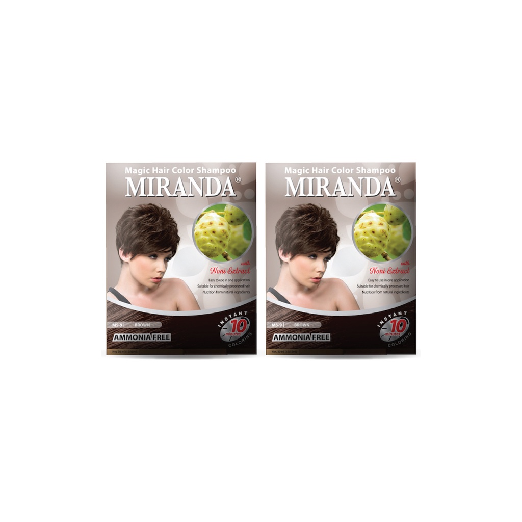 Jual Miranda Magic Hair Color Shampoo MS9 Brown 2 x 30 mL | Shopee ...