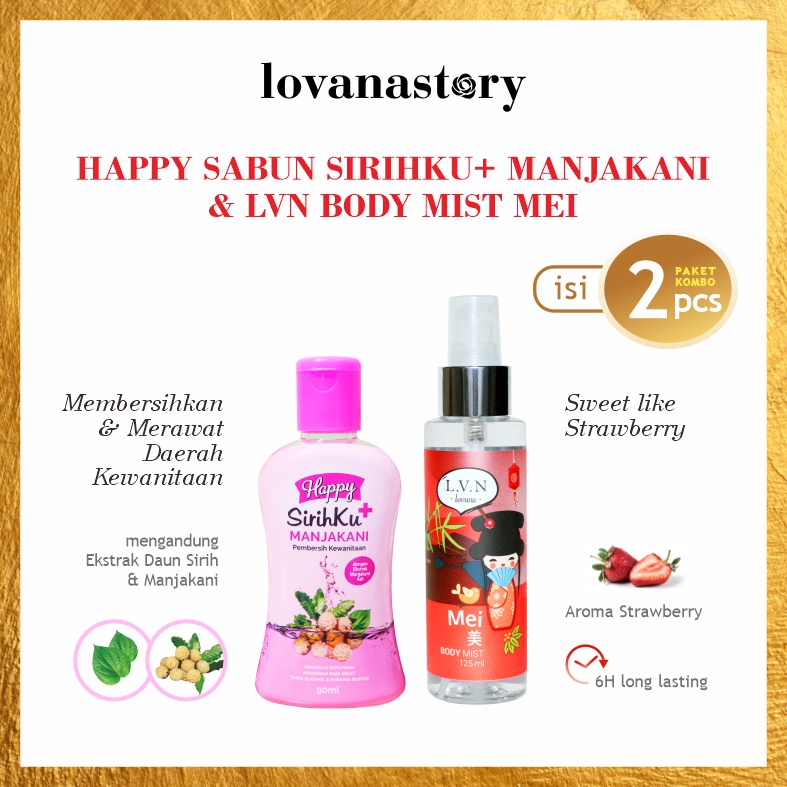 Jual Happy Sabun Sirih Manjakani & Lovana Body Mist Mei - Bundling ...