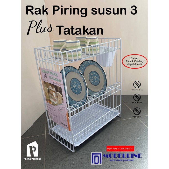 Jual Rak Rak Piring Besi Plus Tatakan Susun 3 Modelline Melin Rack ...