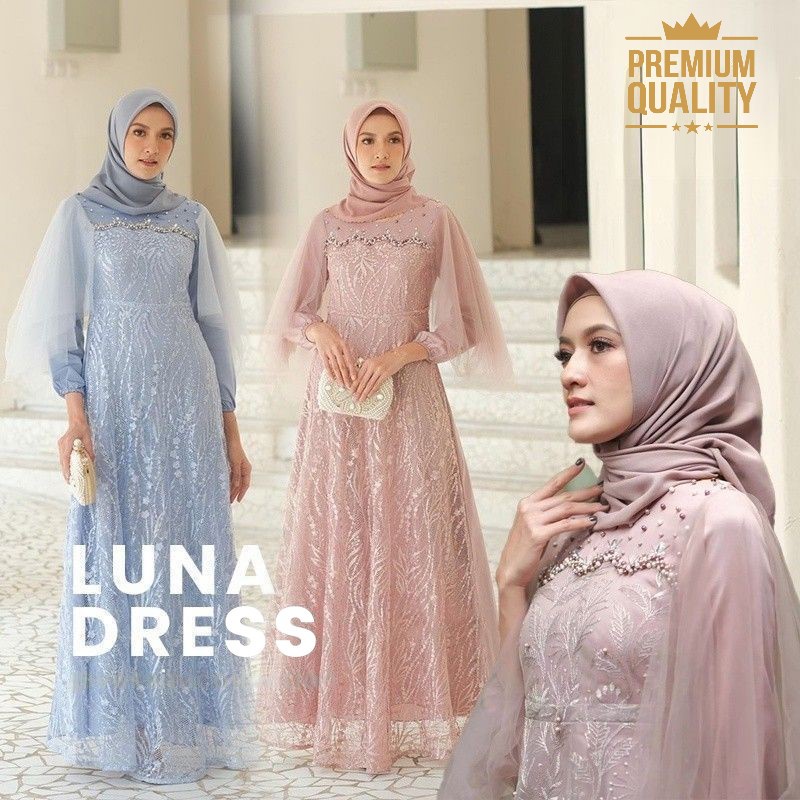 Jual LUNA Dress - Baju Dress Gamis Kondangan Terbaru Gamis Pesta Mewah ...
