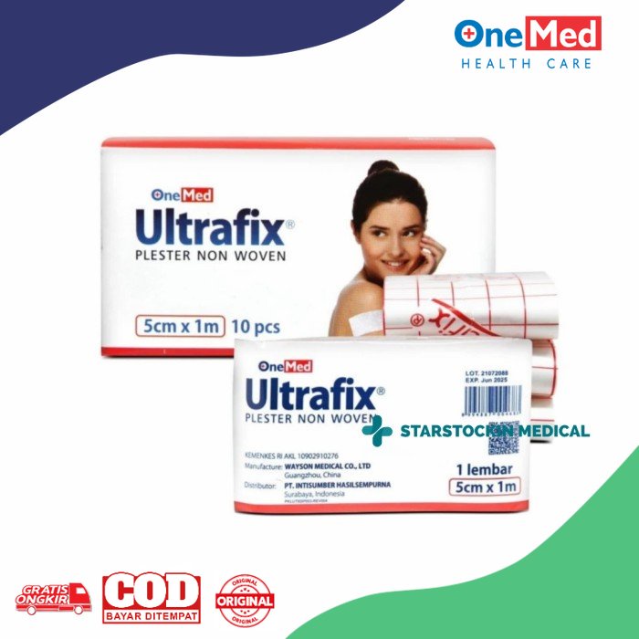 Jual Ultrafix 5cm x 1m Onemed Plester Non Woven Box Isi 10 pcs | Shopee ...