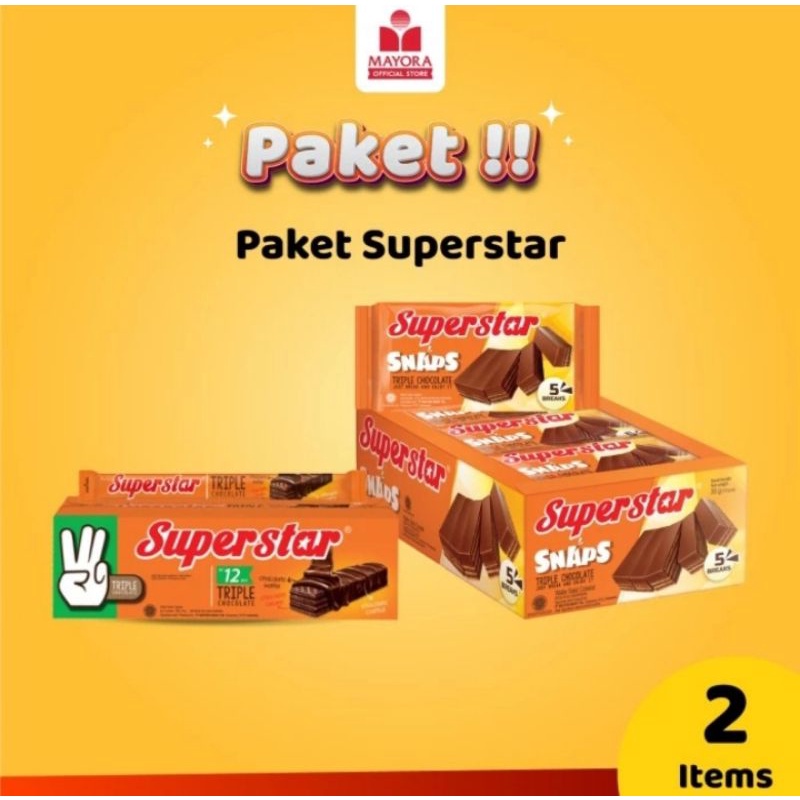 Jual paket wafer coklat superstar isi 20 dan superstar snap snaps ...