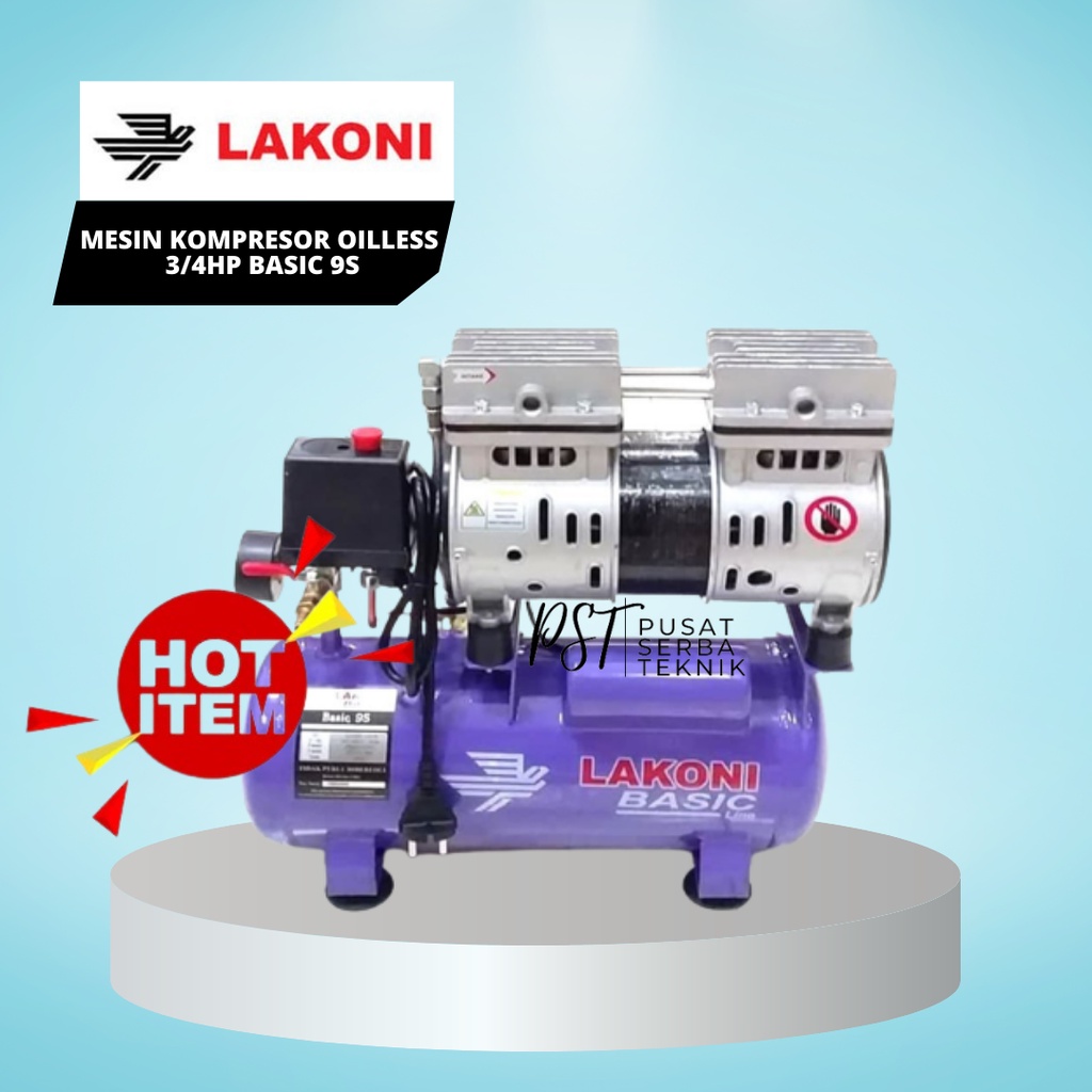 Jual Mesin Kompresor Pompa Angin Oilless Silent 3/4HP Lakoni Basic 9S ...