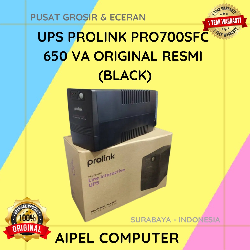 Jual PRO700 | UPS PROLINK PRO700SFC 650 VA ORIGINAL RESMI (BLACK ...