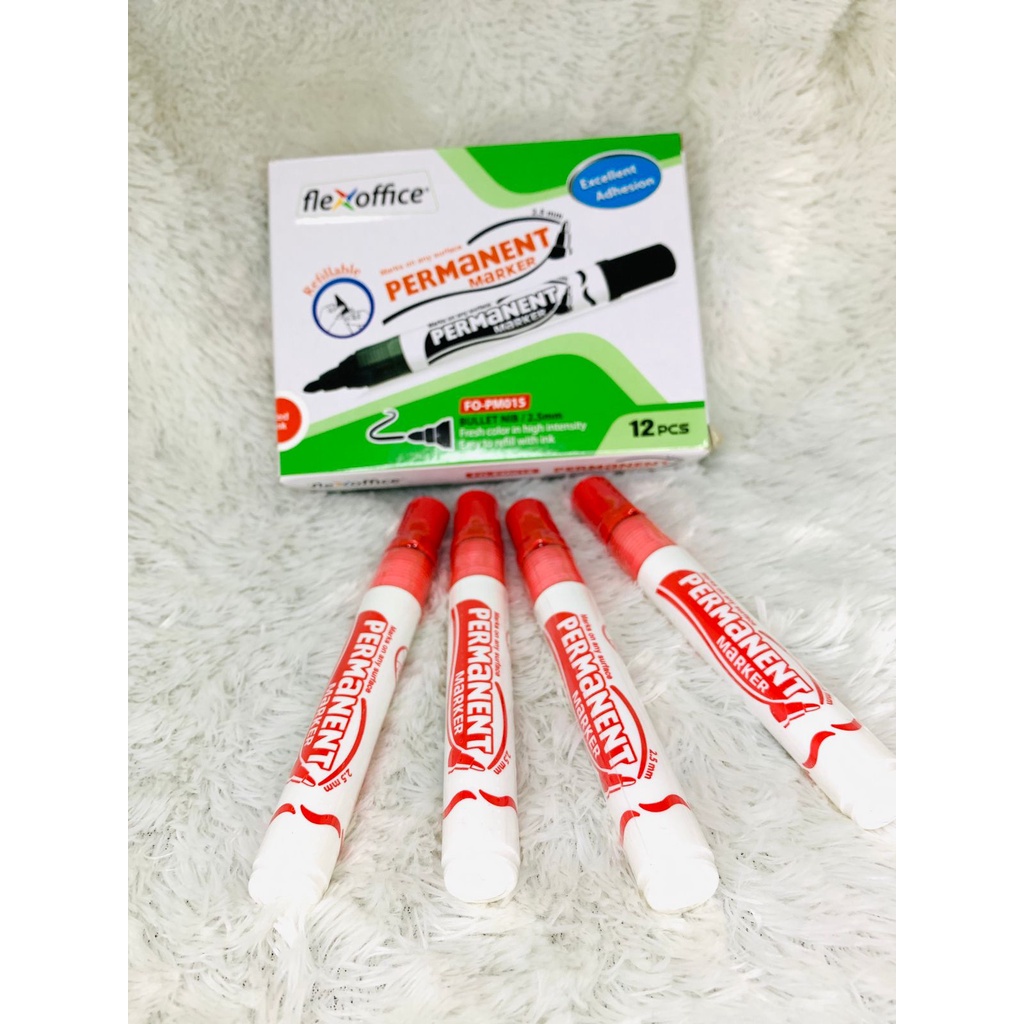 Jual Spidol Permanent Flexoffice Refillable - Merah | Shopee Indonesia