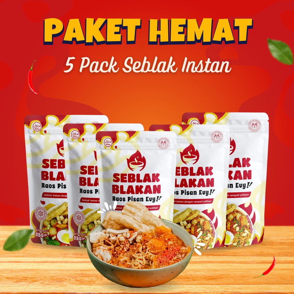Jual 5 PACK SEBLAK BASO ACI INSTAN JUMBO KHAS SUKABUMI FULL BUMBU ...