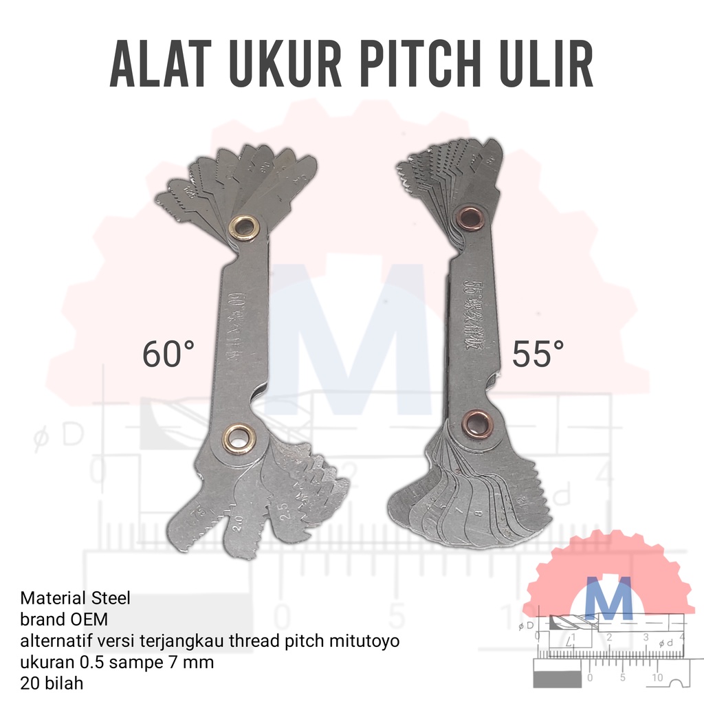 Jual Mal Ulir screw thread pitch gauge mal drat pengukur drat ulir ...