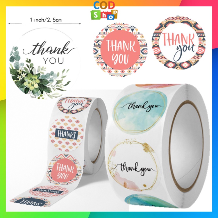 Jual COD - 5195 Sticker Thank You / 1 Roll Stiker Thank You / 500 PCS ...