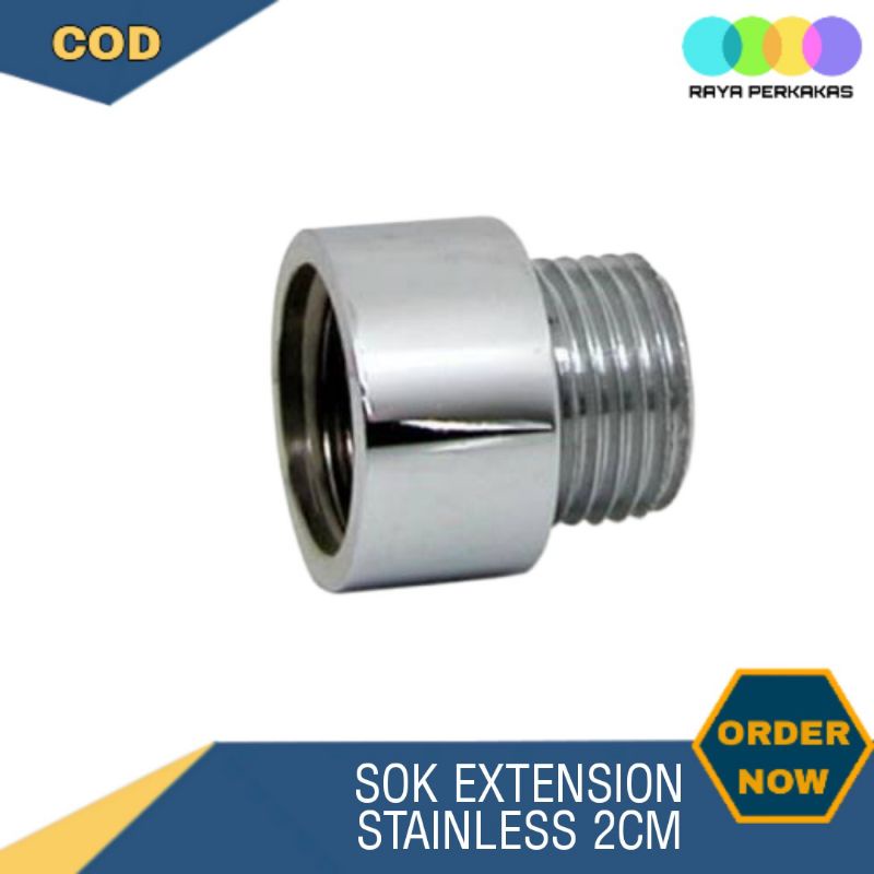 Jual Sambungan Sok Verlop Verloop Extension Drat 1/2 Inch Stainless ...