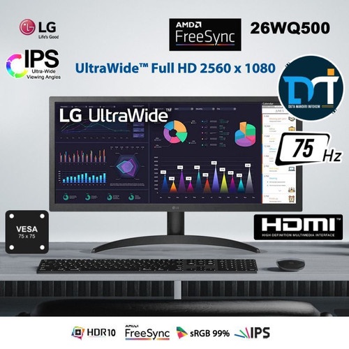Jual Monito Lebar LG 26" 26WQ500-B - UltraWide FHD HDR10 sRGB 99% HDMI ...