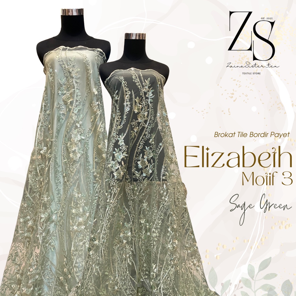 Jual Bahan Kain Brokat Brukat Tile Bordir Payet Elizabeth Motif 3 Warna ...