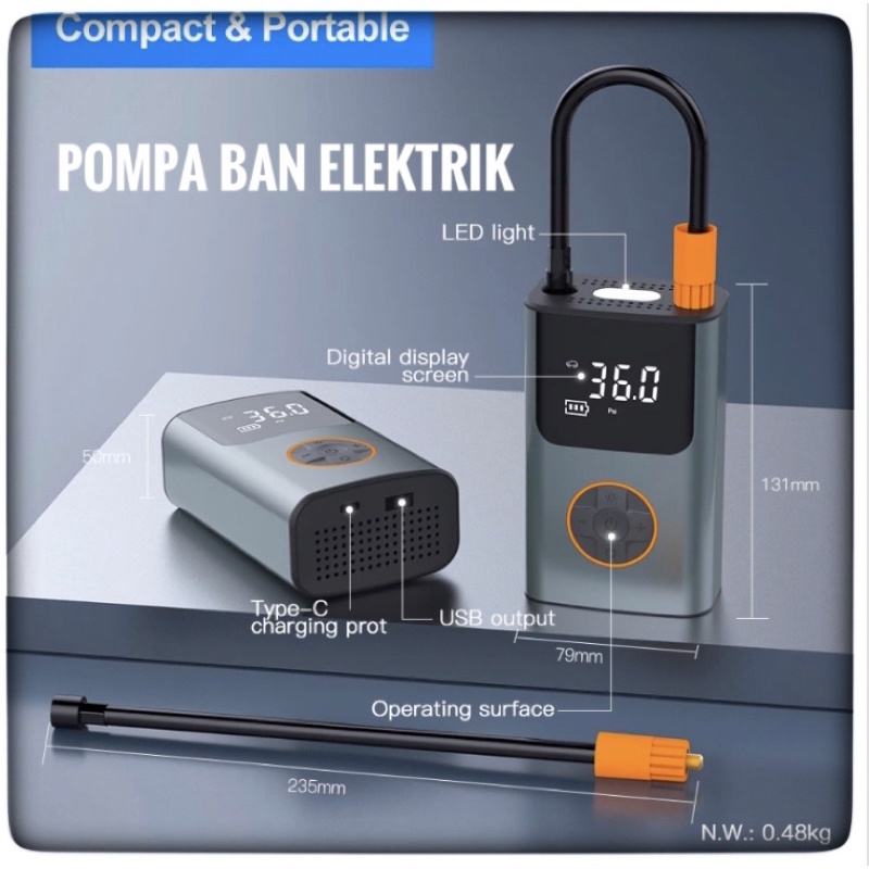 Jual POMPA BAN ELEKTRIK PORTABLE MOBIL TRUK MOTOR TEKANAN ANGIN DIGITAL ...