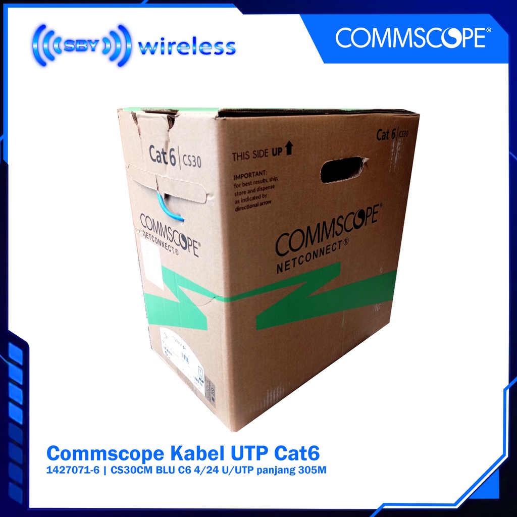 Jual Kabel UTP CAT6 Commscope 1427071-6 | CS30CM BLU C6 4/24 U/UTP RIB ...