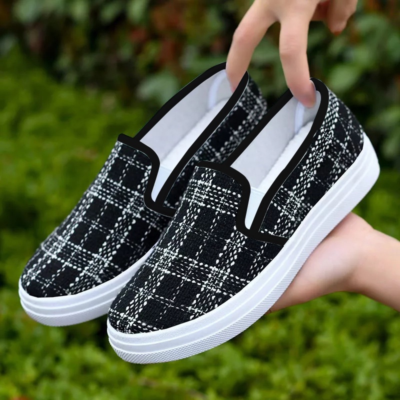 Jual Sepatu Sneakers Wanita Slipon Motif Simple - A-6 | Shopee Indonesia