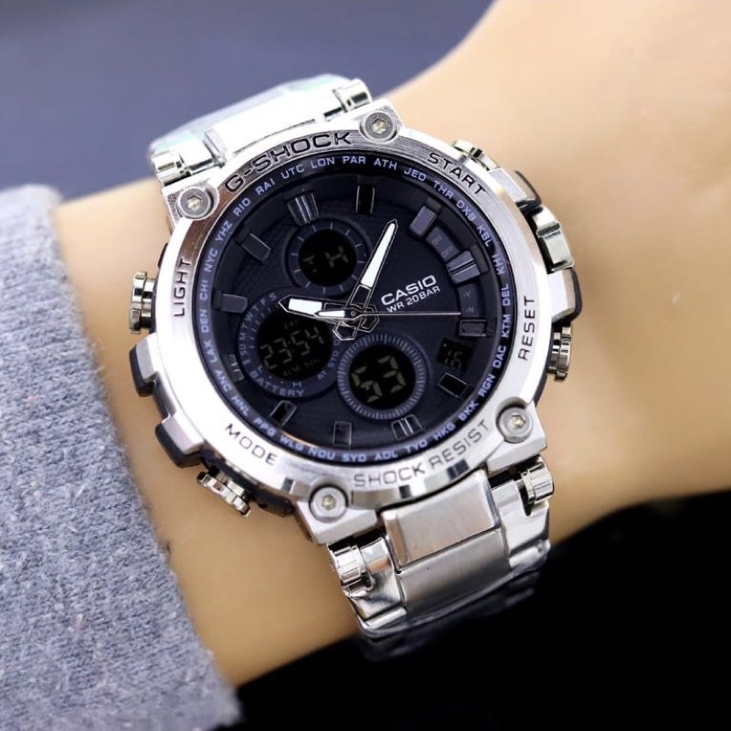 Jual JAM TANGAN NEW CASIO EDIFICE DOUBLE TIME SILVER LIST PUTIH ...