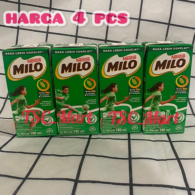Jual Milo Activ-Go UHT Harga 4 pcs / Susu Cokelat 180ml / Coklat ...