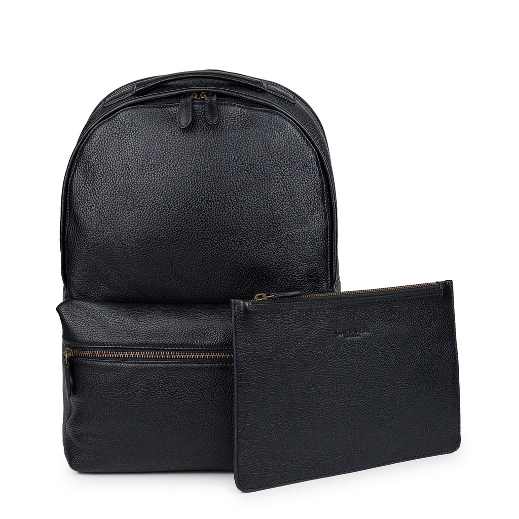 Jual Sanrego (Black Textured) Backpack Genuine Leather Kulit Asli ...