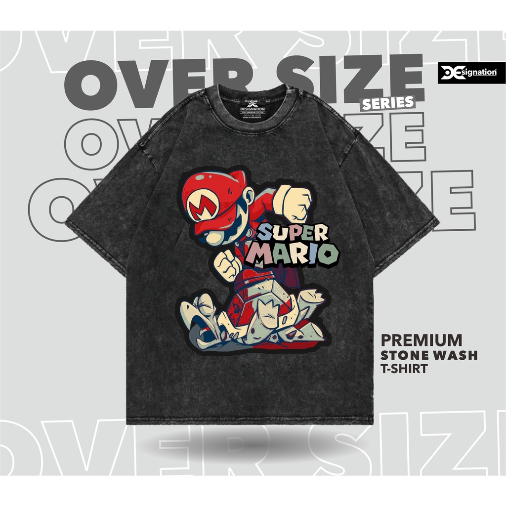 Jual Designation - Kaos SUPER MARIO BROS Stone Wash Oversize / Tshirt ...