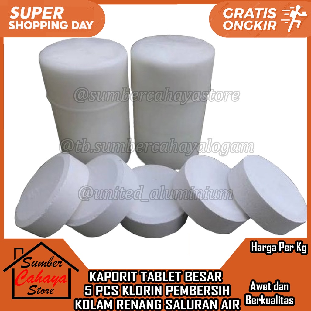 Jual Kaporit Tablet Besar 1 Kg Isi 5 Pcs Klorin Pembersih Kolam Renang ...