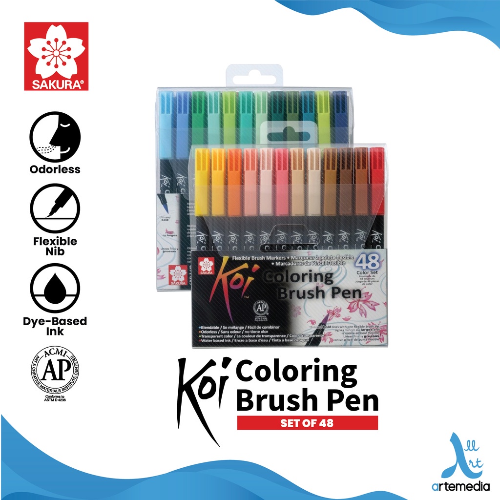 Jual Sakura Koi Coloring Brush Pen Set 48 Pena Kuas Warna Brush Pen | Shopee Indonesia