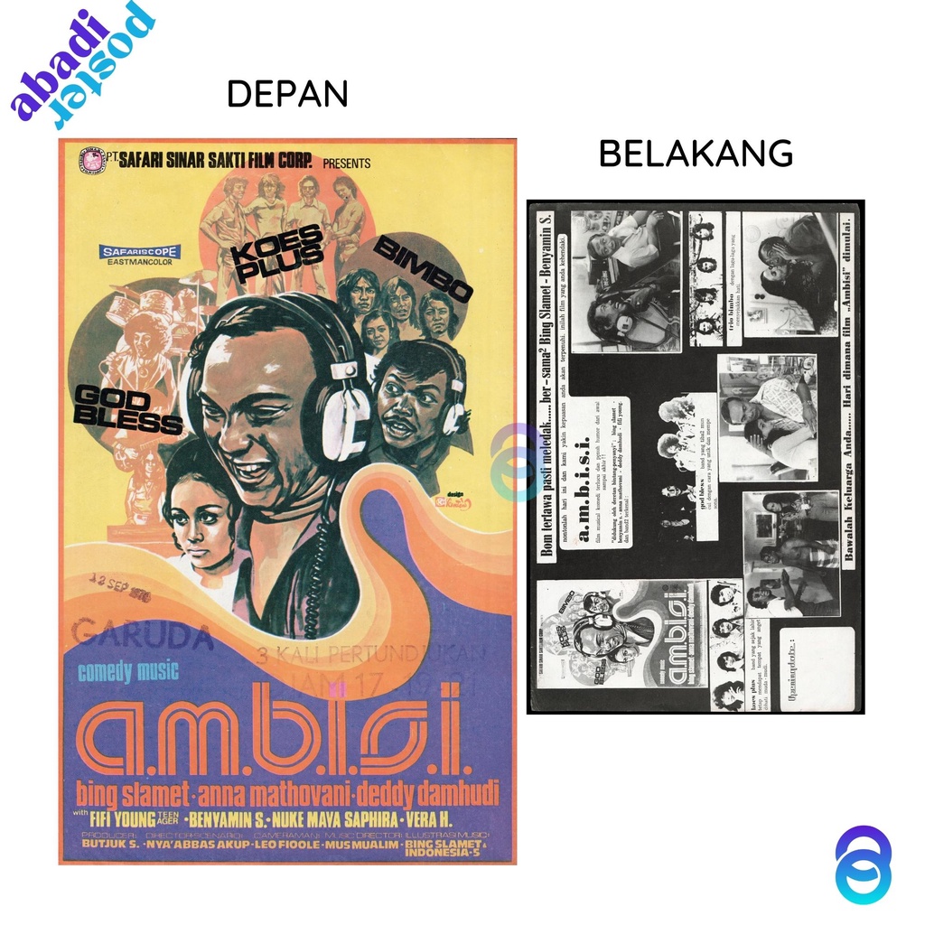 Jual poster film lawas ambisi - poster koes plus - poster god bless ...