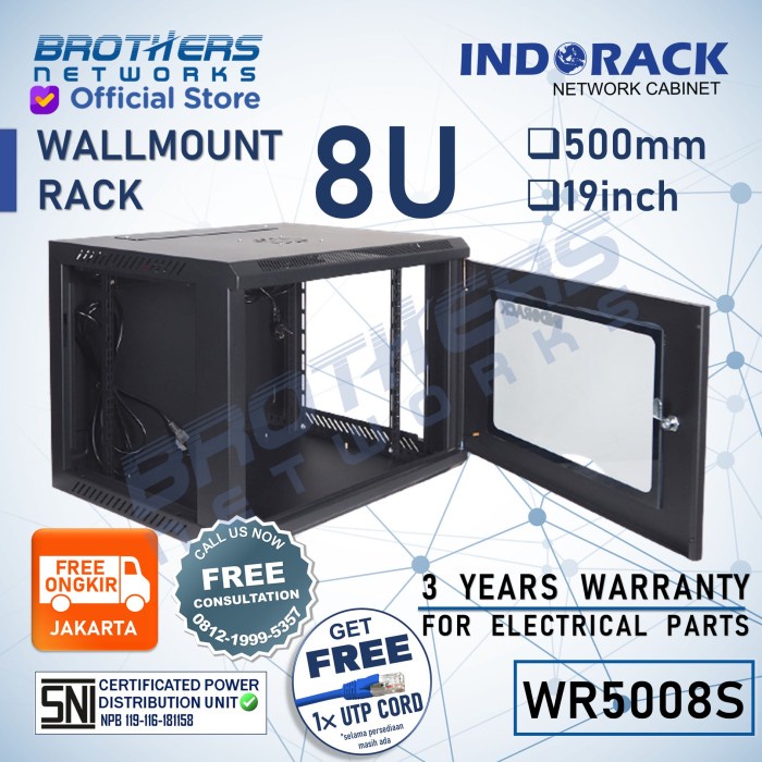 Jual Mdo Wallmount Indorack Wr5008S 8U 500Mm Single Door Rack Server ...