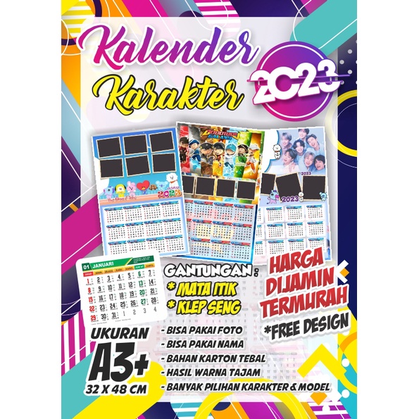 Jual KALENDER CUSTOM 2023 MIN ORDER 25 PCS KALENDER BRILINK, SEKOLAH ...