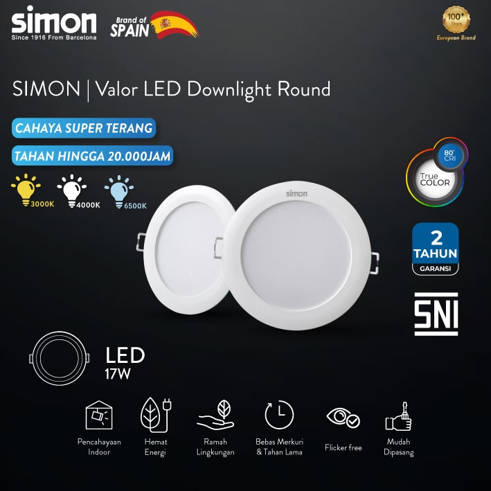Jual Simon Lampu Valor LED Downlight 17W | Shopee Indonesia
