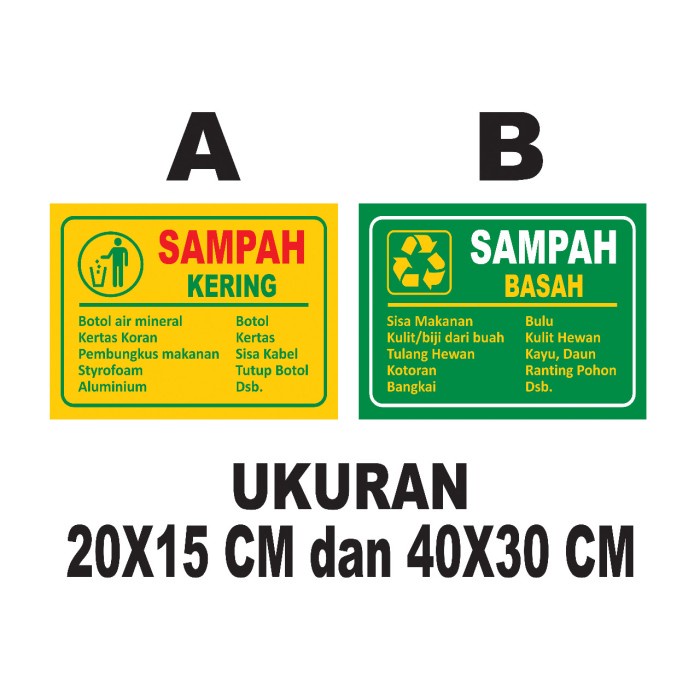 Jual STIKER SAMPAH KERING SAMPAH BASAH #tempat sampah #jagalah ...