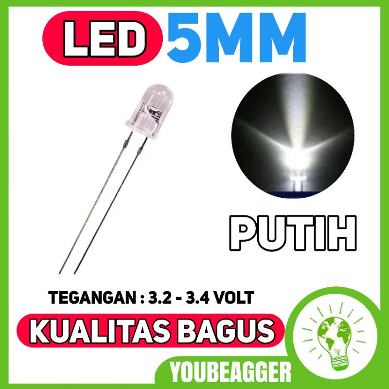 Jual LED 5mm putih super bright | Shopee Indonesia
