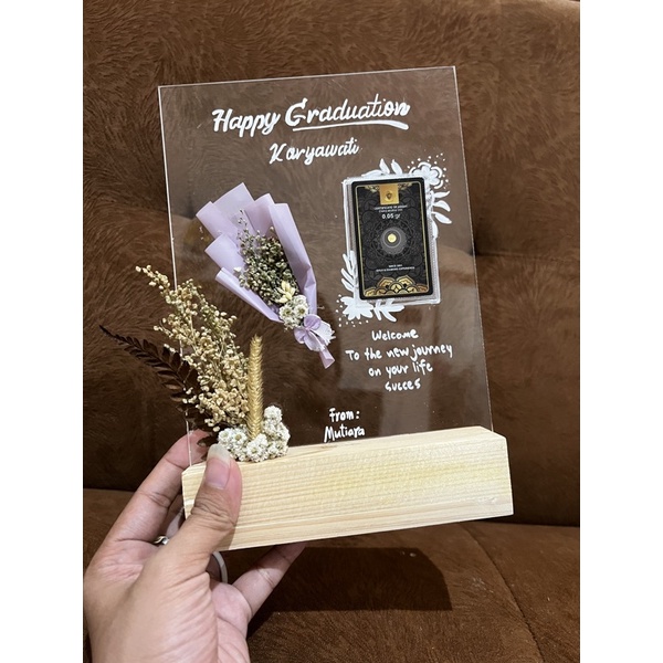 Jual Lampu Akrilik Free Design / GOLD ON FRAME / KADO EMAS LOGAM MULIA ...