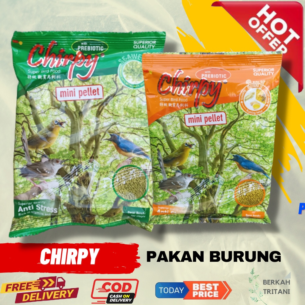 Jual Pakan Burung Chirpy Mini Pellet 200gr 3in1 Seaweed | Shopee Indonesia