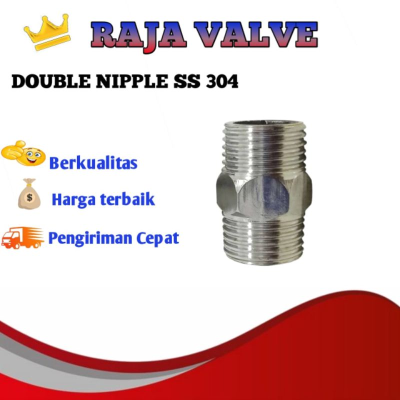 Jual DOUBLE NEPEL STAINLESS 304 UK 1/2" INCH | Shopee Indonesia